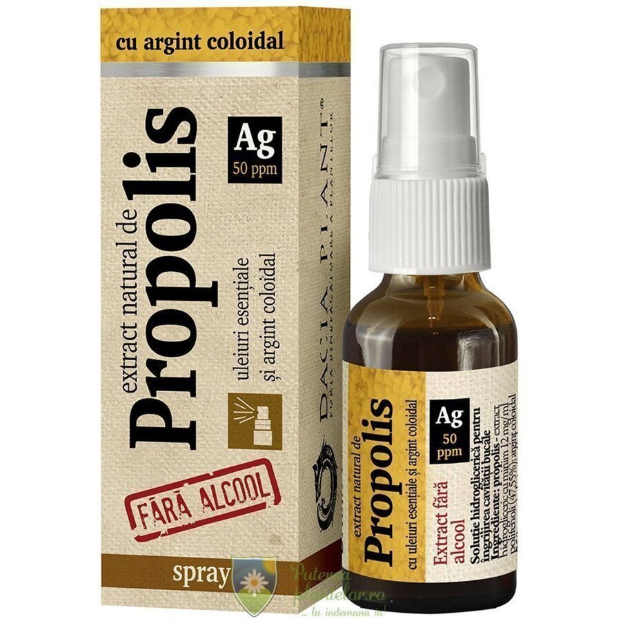 Propolis cu Argint coloidal fara alcool Spray 20 ml – Puterea Plantelor